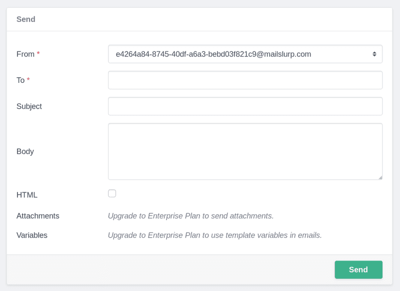 Sending Emails with MailSlurp in code, online, or app.