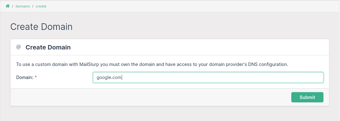 Setup custom email server domains